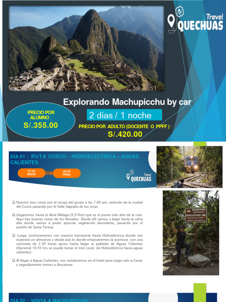 EXPLORANDO MACHUPICCHU 2 DIAS 1 NOCHES BY CAR. Promocion Colegios Cusco ...