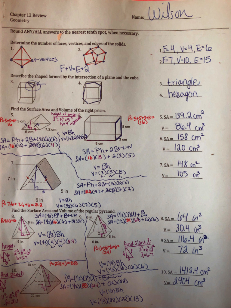 Chapter 12 Review Solutions | PDF