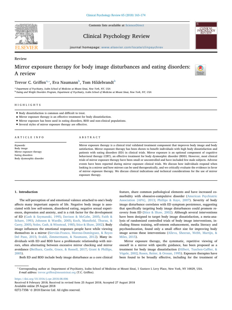 Mirror Exposure Therapy for Body Image | PDF | Cognitive Behavioral ...