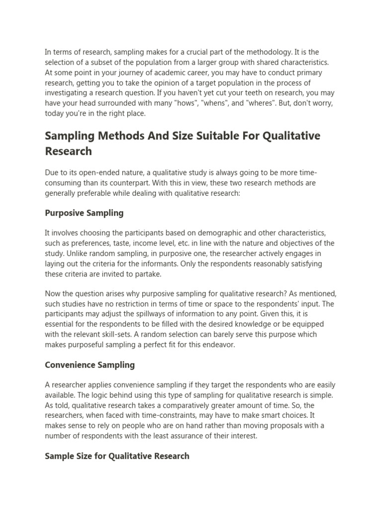 SAMPLING TECHNIQUE | PDF | Sampling (Statistics) | Survey Methodology