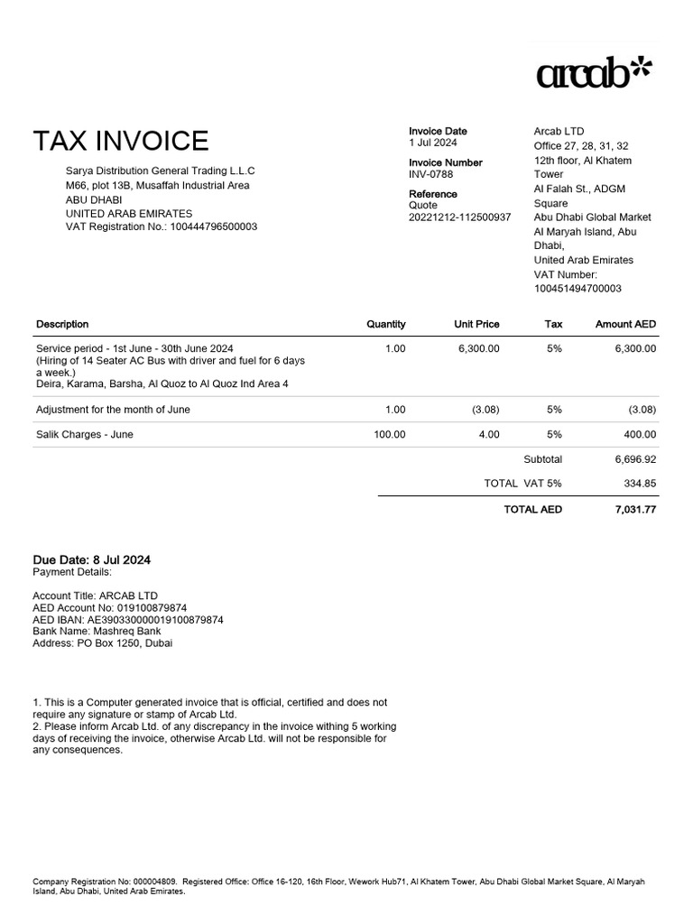 Invoice INV-0788 | PDF | Invoice | United Arab Emirates