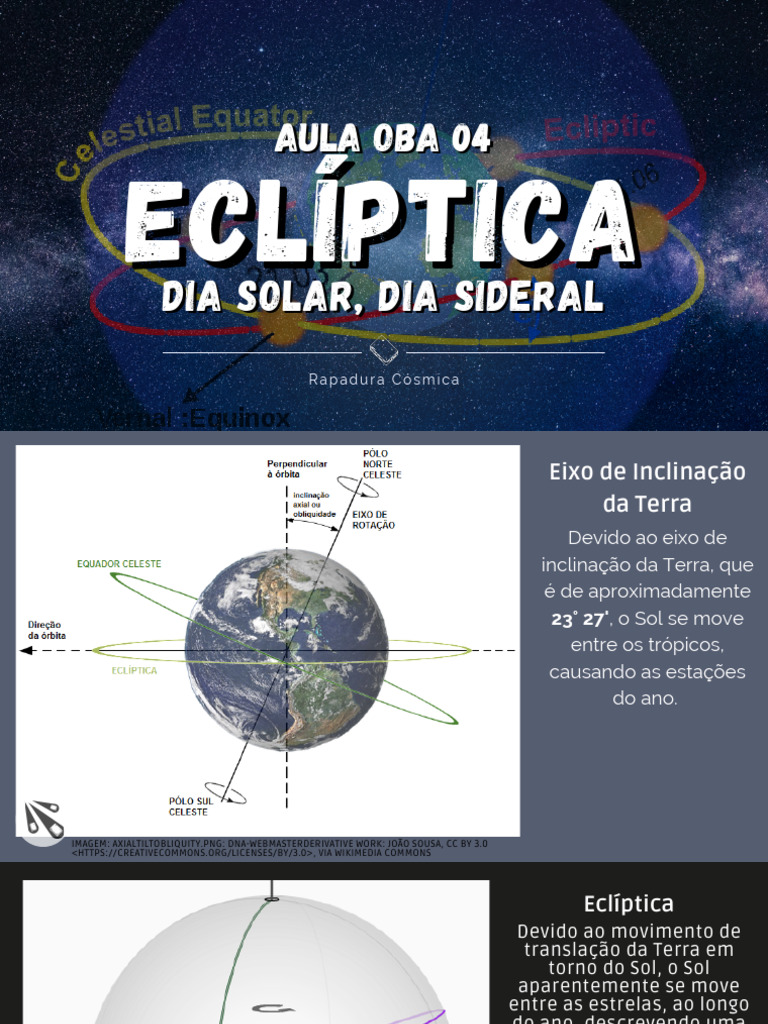 Eclíptica e Inclinação da Terra | PDF | Astronomia | Fatores técnicos ...