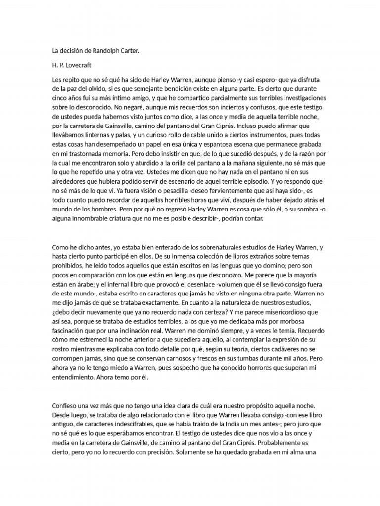 La Decisión de Randolph Carter | PDF