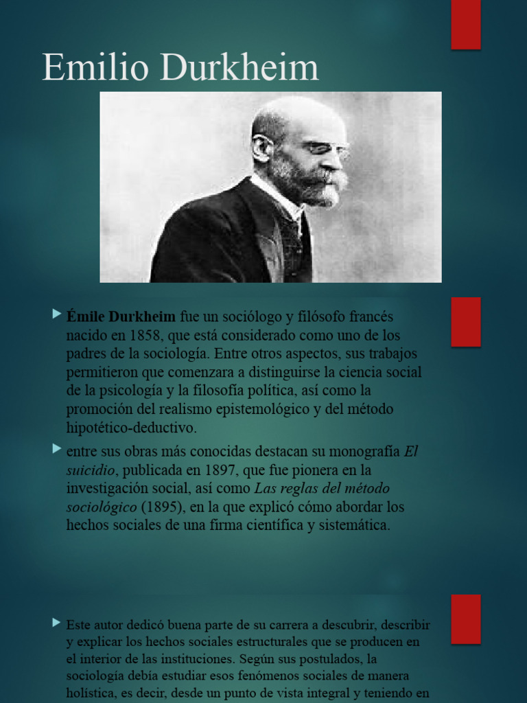 Émile Durkheim: Padre de la Sociología | PDF | Emile Durkheim ...