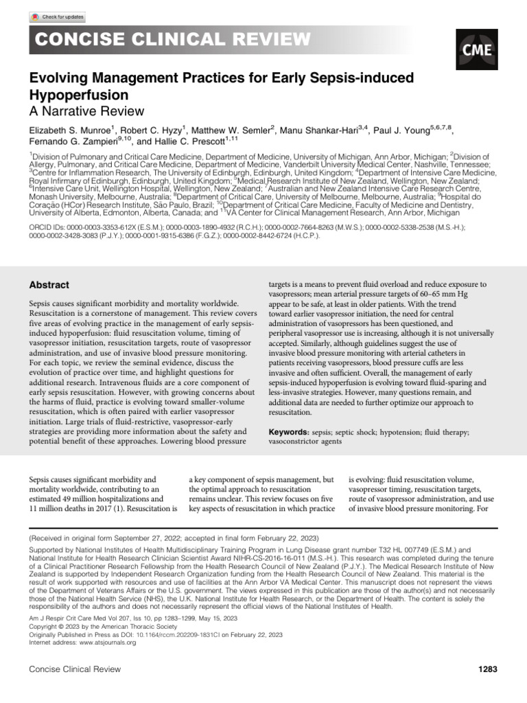 Munroe Et Al 2023 Evolving Management Practices for Early Sepsis ... Munroe Et Al 2023 Evolving Management Practices for Early Sepsis ...