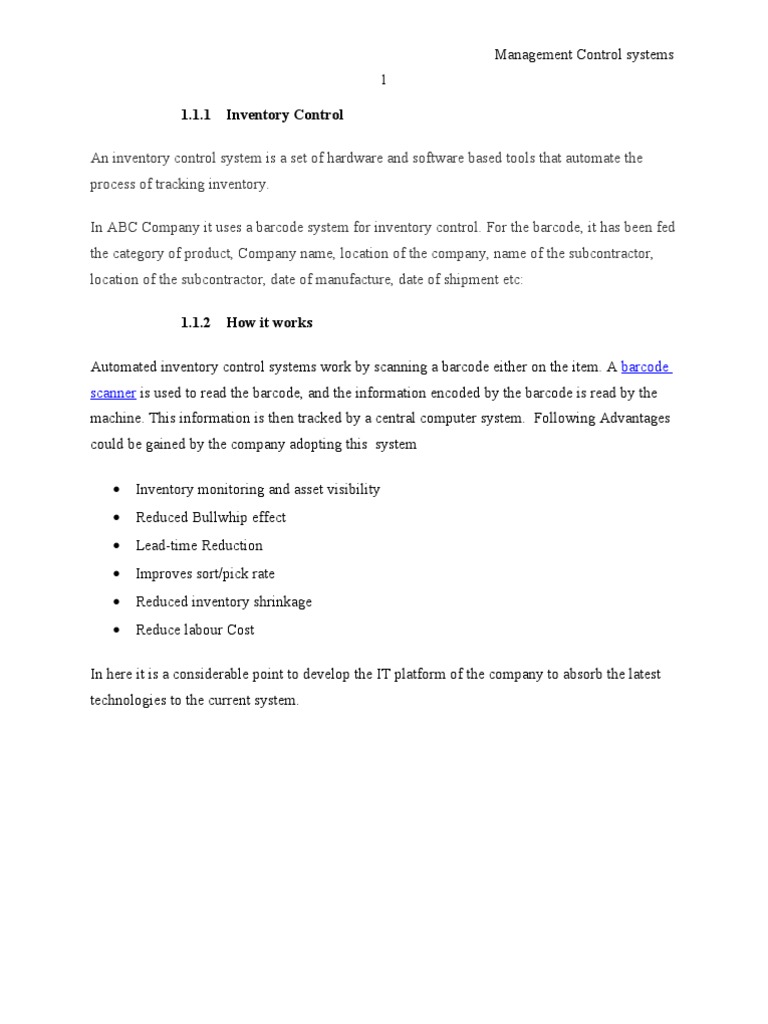 Presentation On MGT Control | PDF | Barcode | Business Process