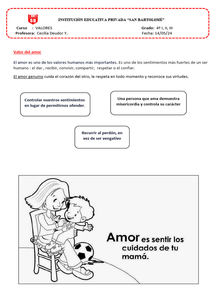 Valor del Amor en la Educación 4º Grado | PDF | Filosofía | Salud y ...