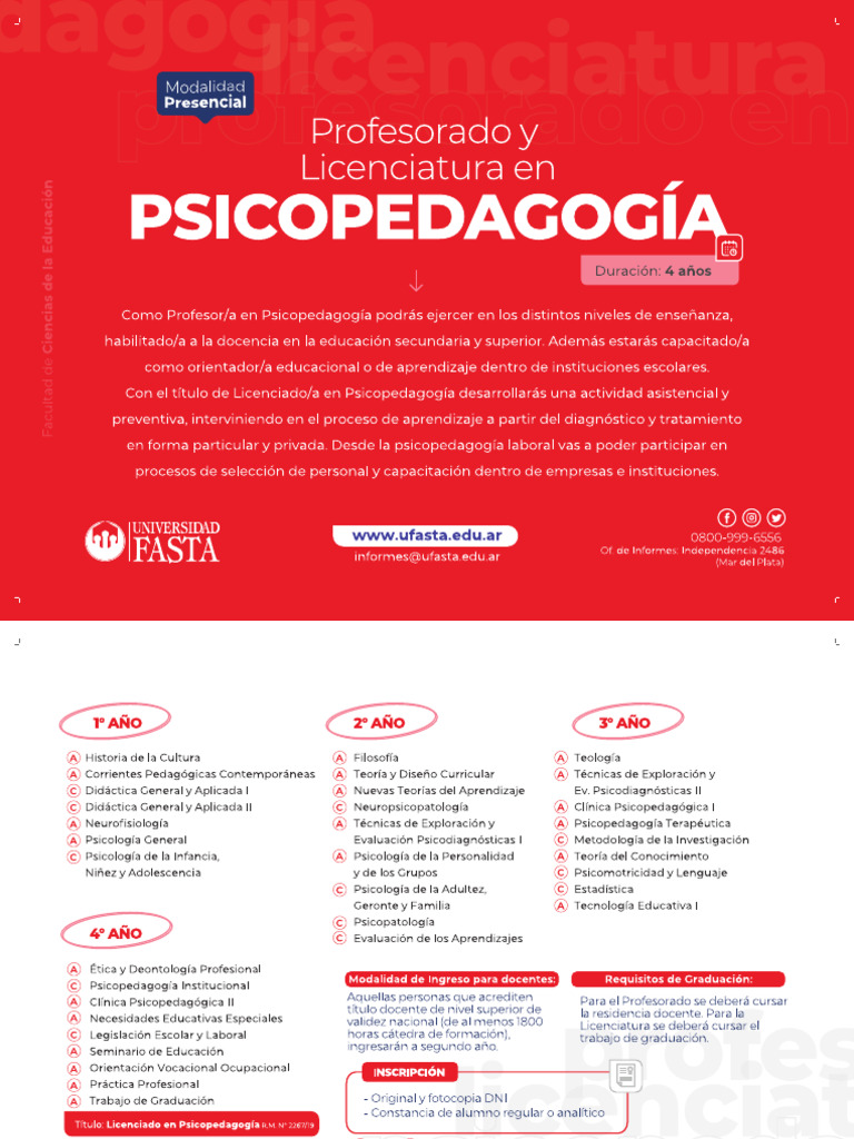 Plan de Estudios 2023 A5 Demasia PSICOPEDAGOGIA | PDF