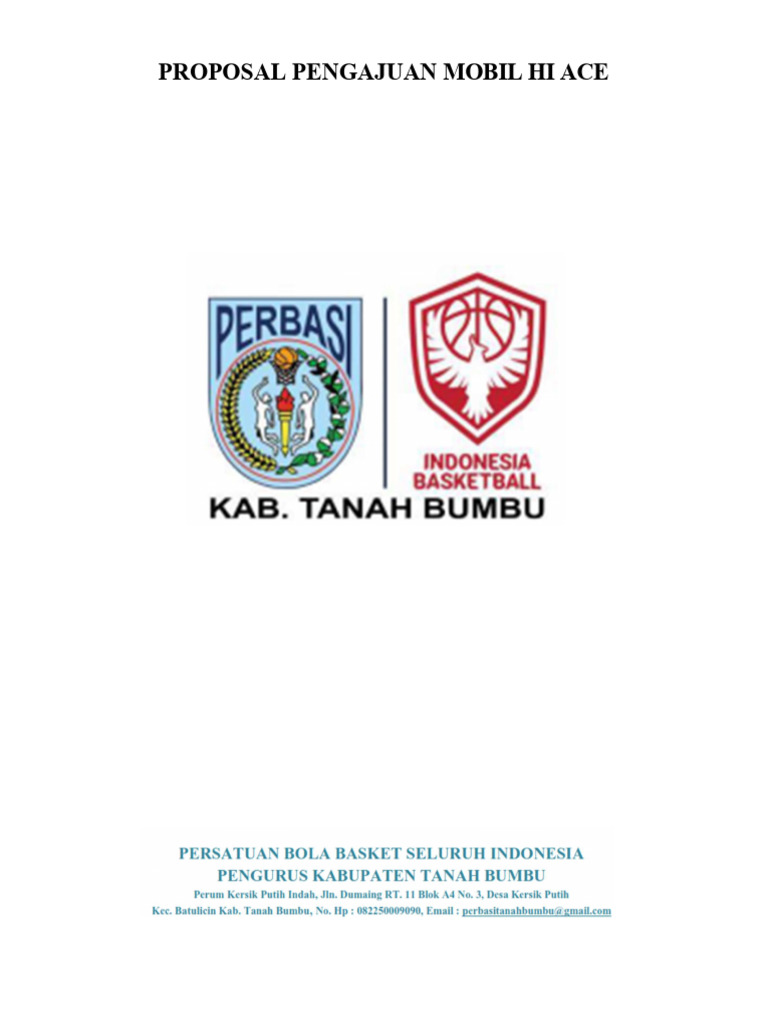 Proposal Bantuan Mobil Hi Ace Perbasi | PDF | Bisnis | Olahraga & Rekreasi