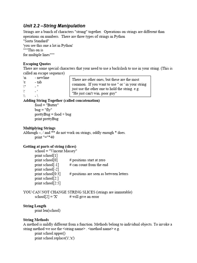 Unit 2 String Manipulation Pdf 