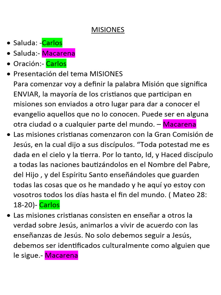 MISIONES | PDF | Jesús | Misionero