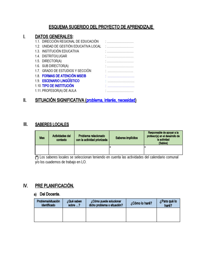 Esquema de Proyecto de Aprendizaje-APROBADO | PDF | Evaluación | Maestros