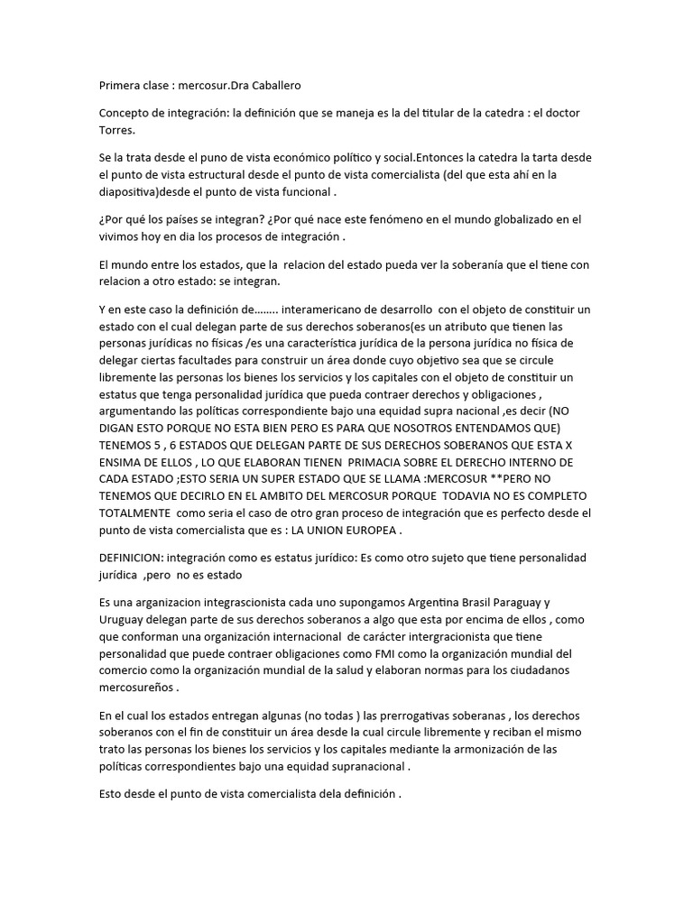 Clase 1 Mercosur-Cabellero Transcripta | PDF | Arancel | Estado (política)