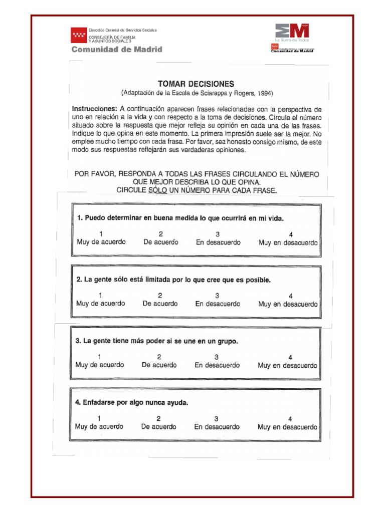 Test de toma de decisiones | PDF