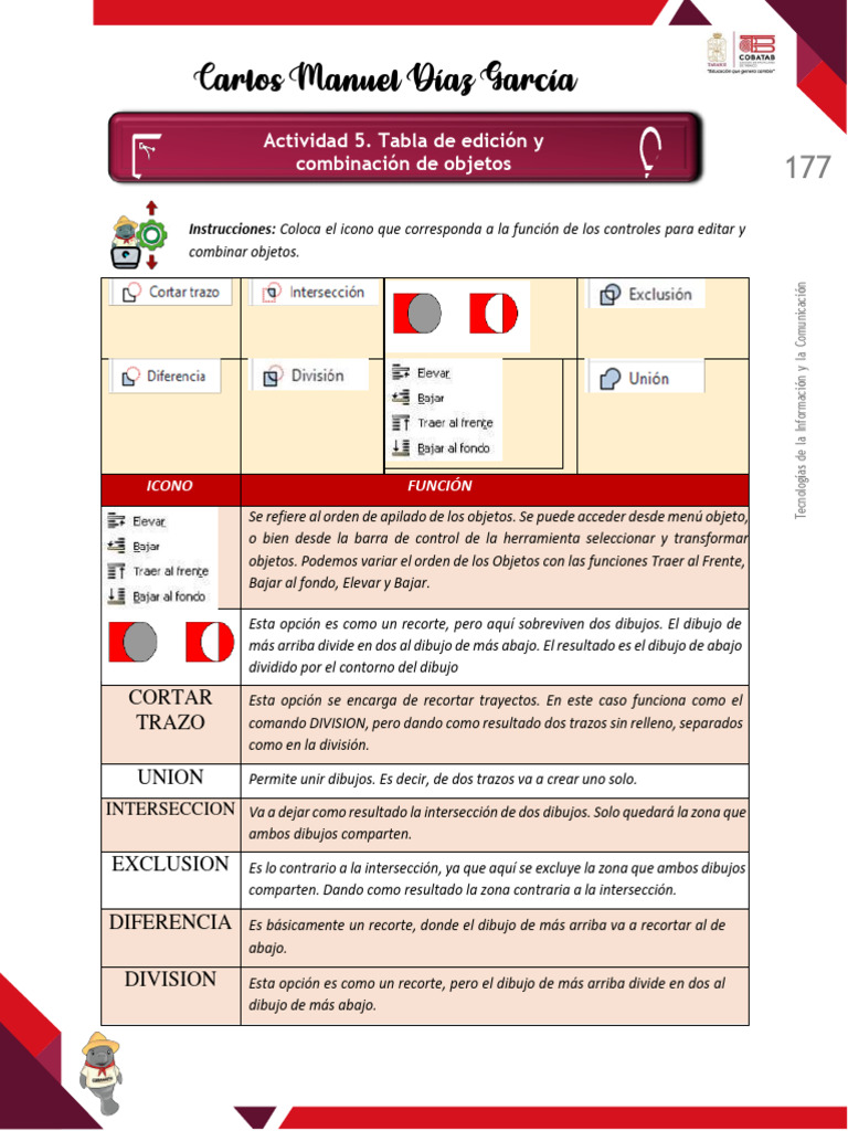 Tabla de Edición y Combinación de Objetos | PDF