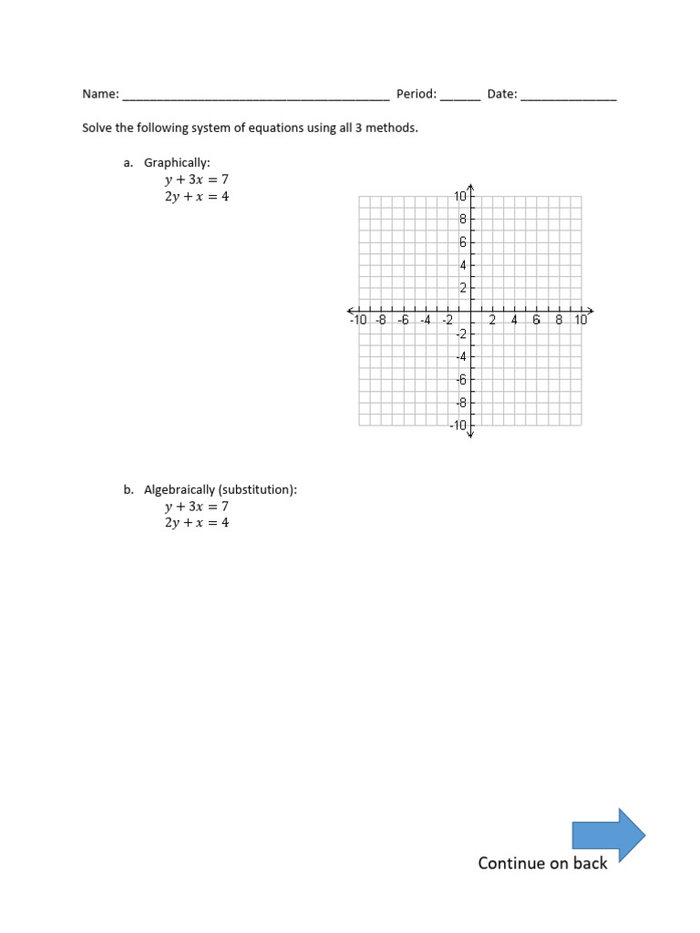 Solve Same System of Equations Graphically Substitution and Elimination | PDF