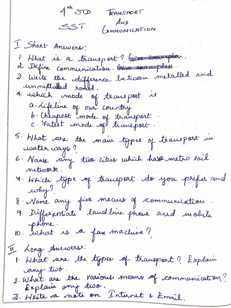 4th SST Transport & Communication | PDF