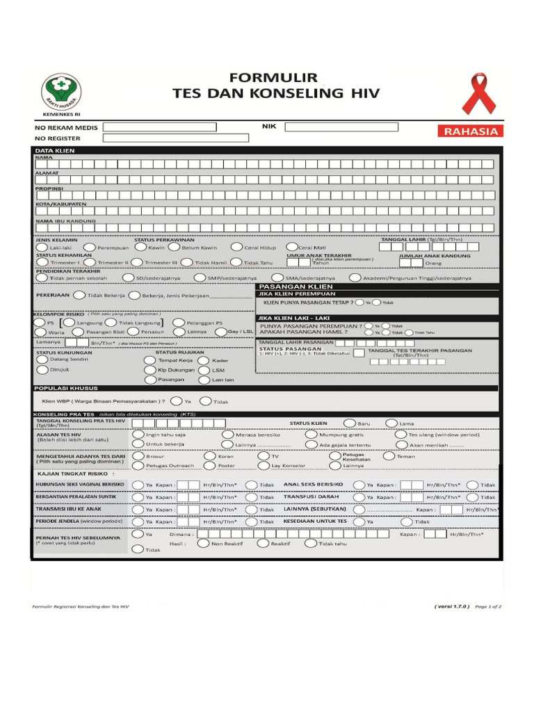 FORM SCREANING HIV | PDF