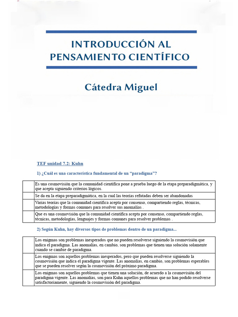 TEF 2 Practica Del Segundo Parcial Kuhn Retroalimentación | PDF | Paradigma | Teoría