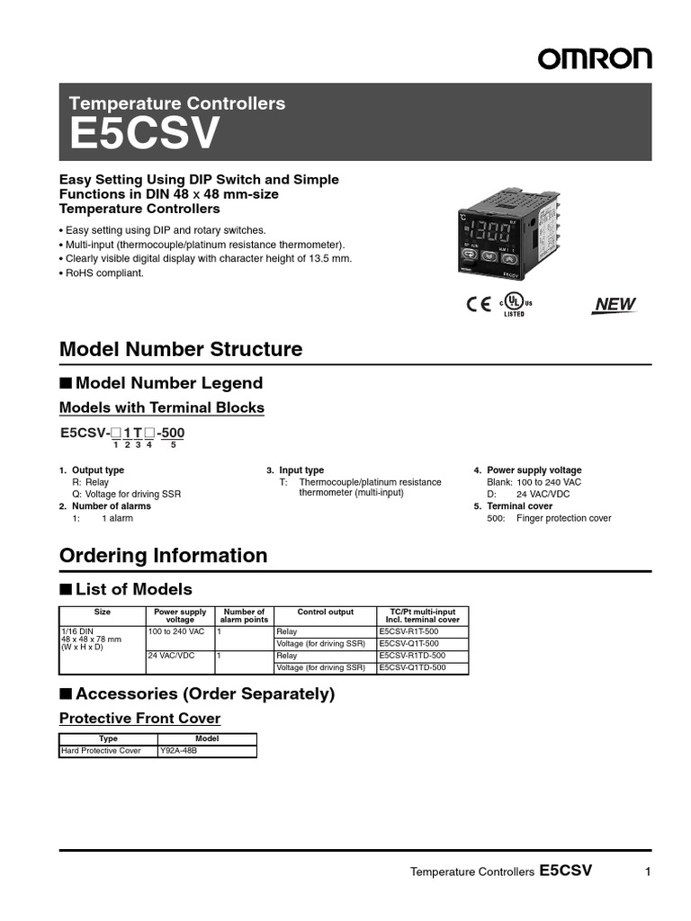 h138_e5csv_temperature_controllers_datasheet_en | PDF | Thermocouple ...