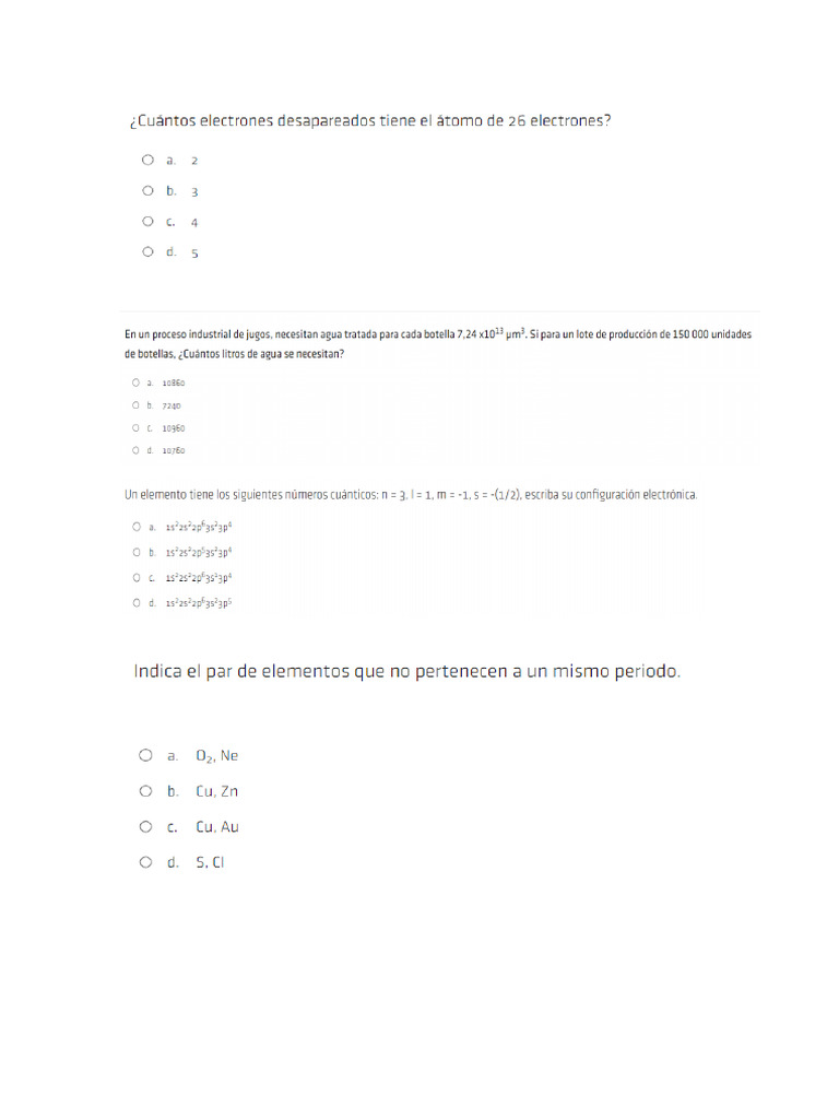Examen Parcial Quimica | PDF