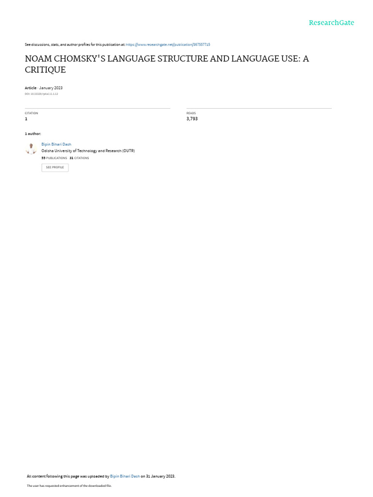 Noam Chomskys Language Structureand Language Use | PDF | Language ...