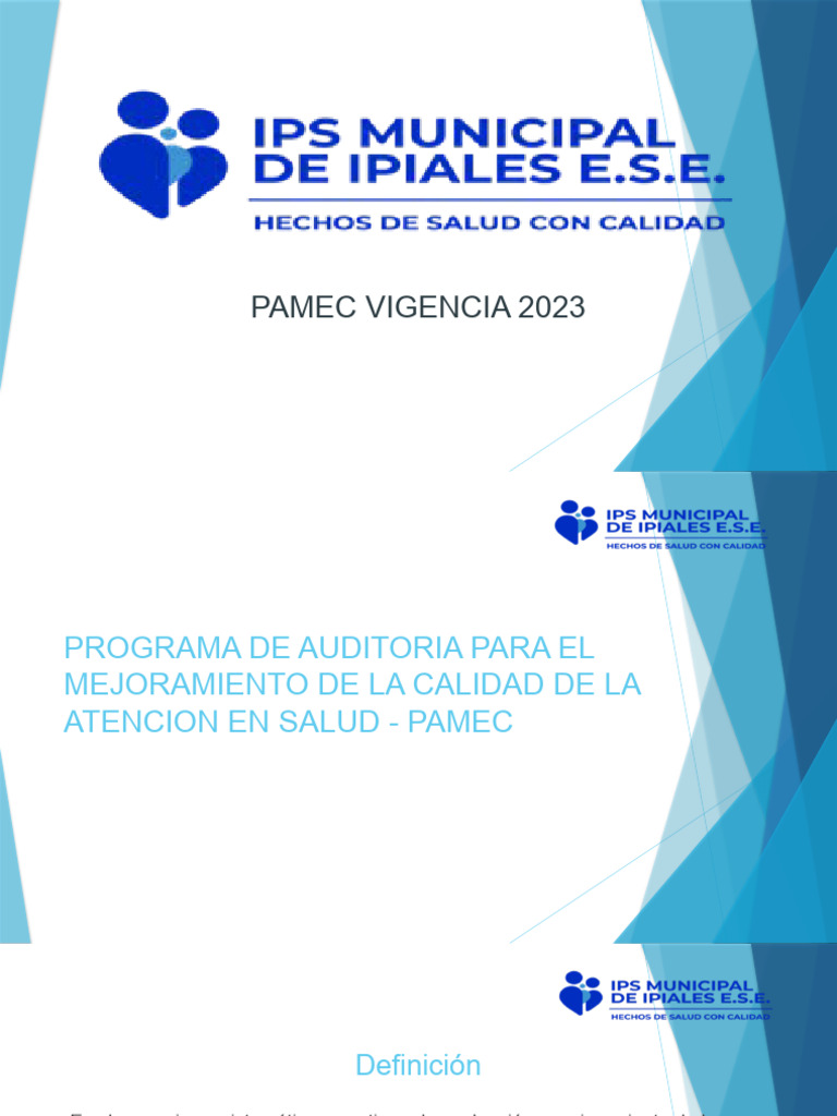 PAMEC 2023: Mejora de Calidad en Salud | PDF | Auditoría | Evaluación