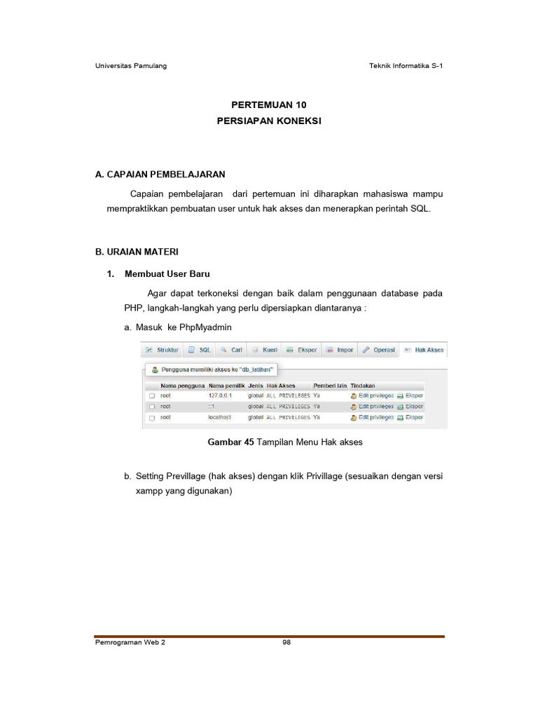 TPL0373 - Pertemuan Ke-10 - Persiapan Koneksi | PDF