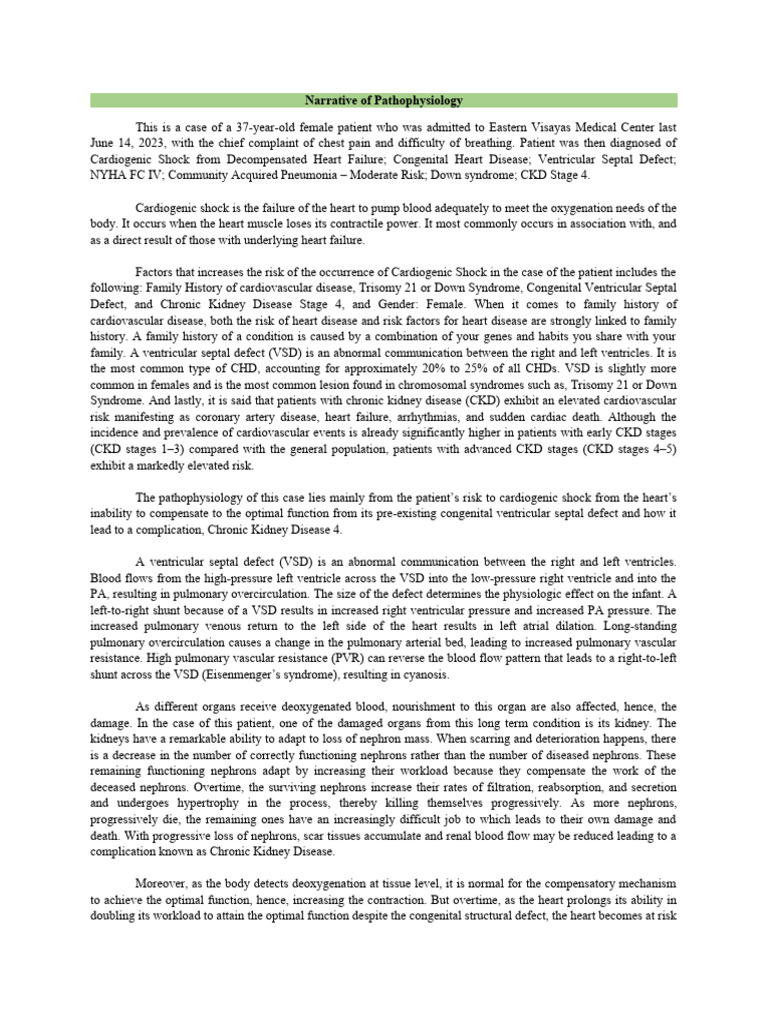 Narrative of Patho | PDF | Heart | Coronary Artery Disease
