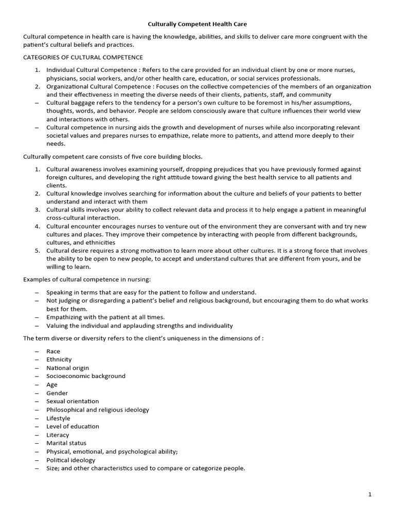 Culturally Competent Health Care | PDF | Nursing | Health Care