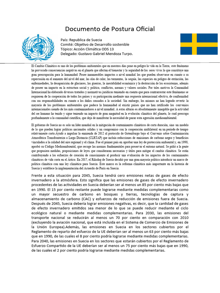 Documento de Postura Oficial | PDF | Gases de efecto invernadero | Contaminación