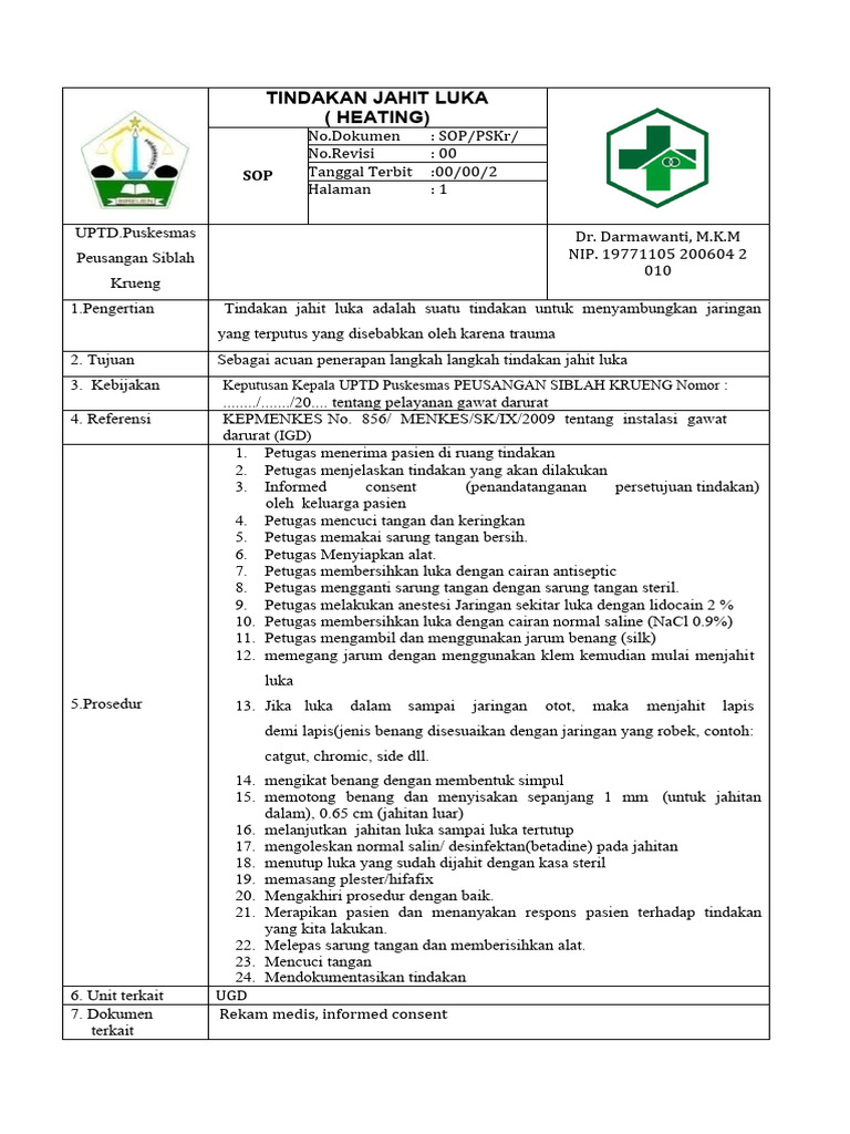 Sop Jahit Luka PSK | PDF