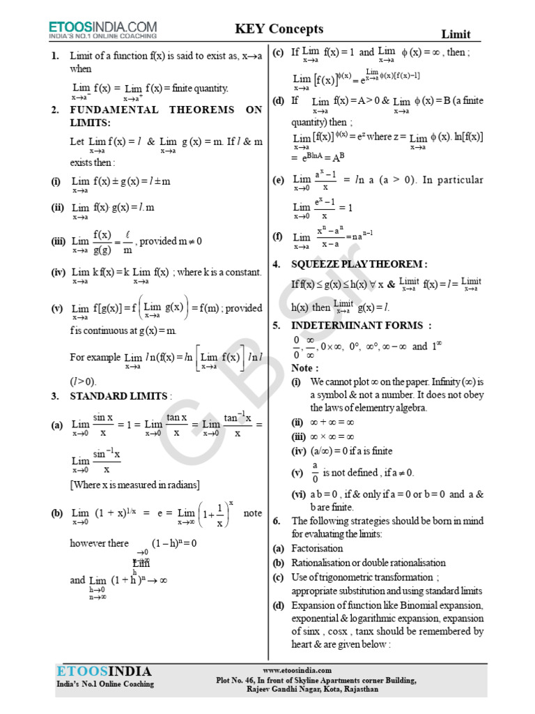 Limit - KEY Concepts | PDF | Mathematics | Discrete Mathematics