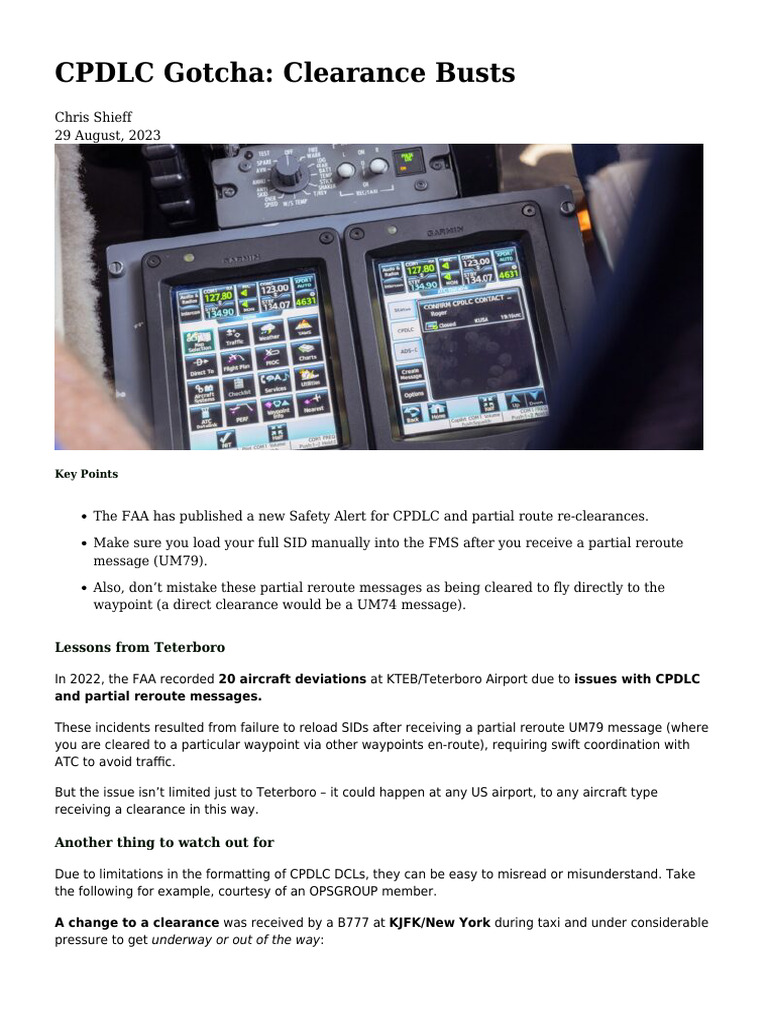 CPDLC Gotcha | PDF | Aeronautics | Aviation