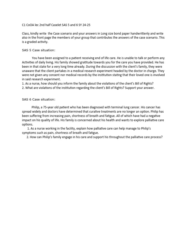 C1 CoOA Lec 2nd Half Caselet SAS 5 and 6 SY 24 | PDF