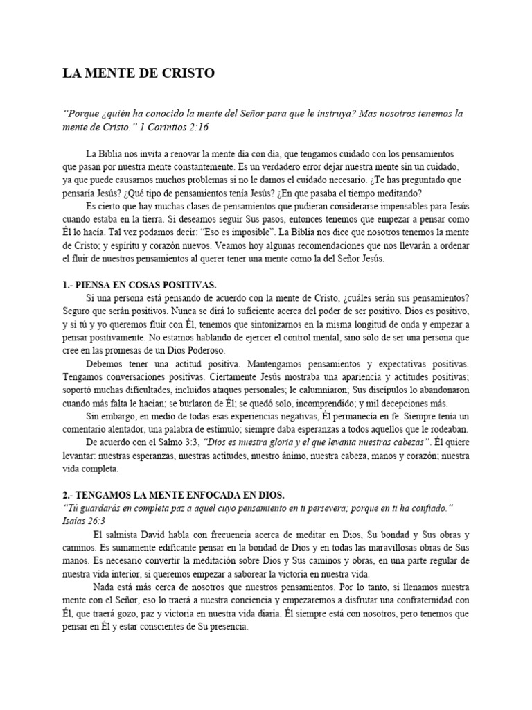 La Mente de Cristo | PDF | Cristo (título) | Amor