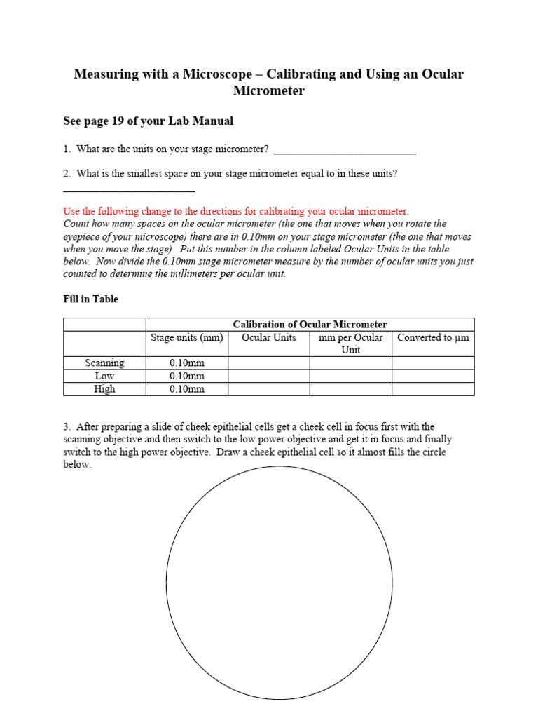 Ocular Micrometer Questions | PDF