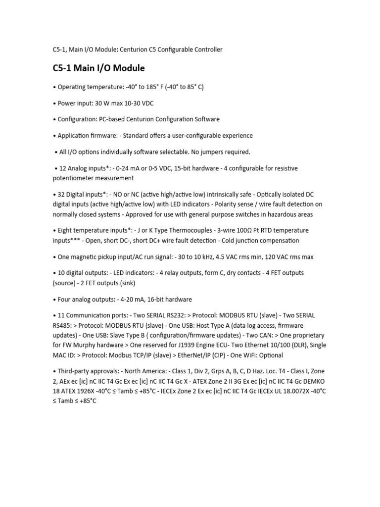 C5 centurion | Download Free PDF | Thermocouple | Programmable Logic Controller