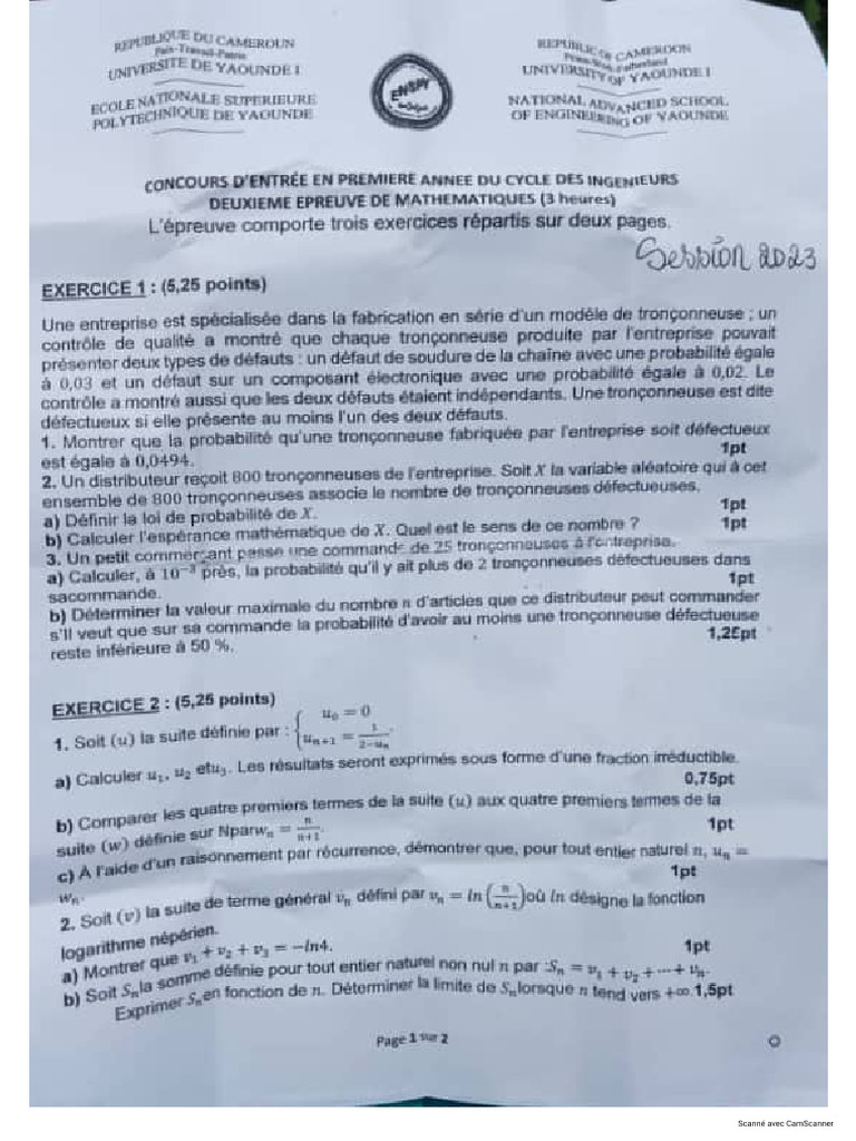 Polytech 2023 Maths 2 | PDF