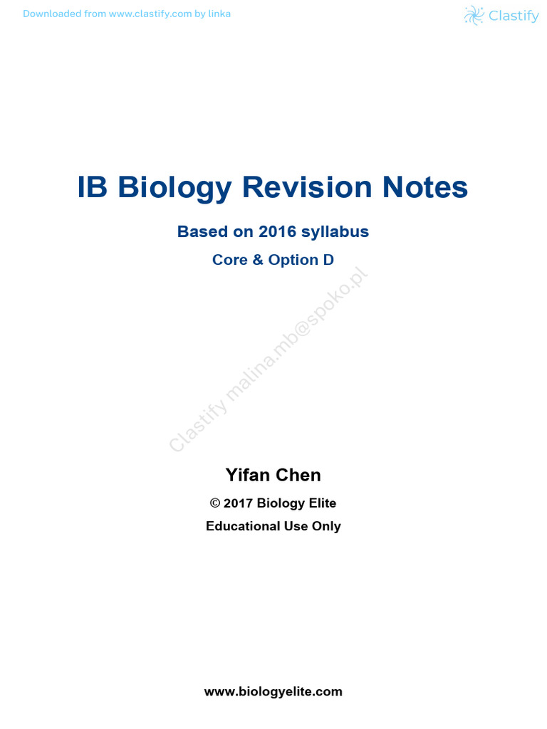 Full Biology Notes Core Option D | PDF | Cell Membrane | Cell (Biology)