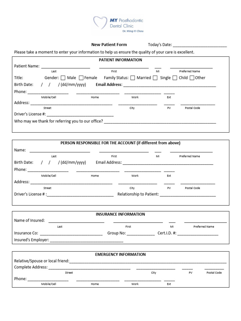 New Patient Form | PDF | Heart | Hepatitis