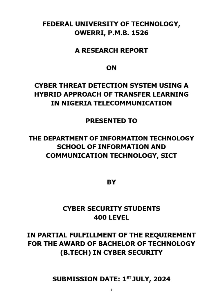 FEDERAL UNIVERSITY OF TECHNOLOGY | PDF | Machine Learning | Computer Security
