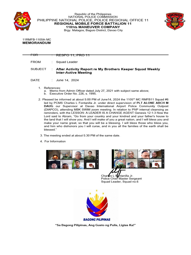 RMFB 11 1105th MC Squad No.6 AAR | PDF