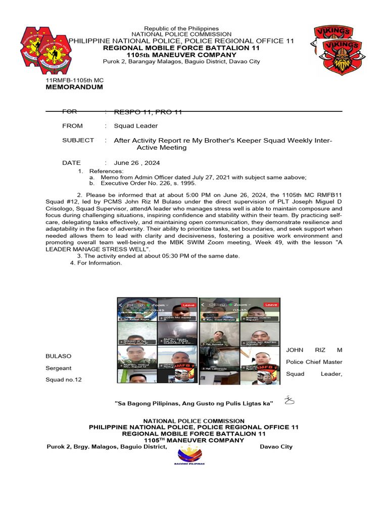 June 26, 2024-Sqd #12 AAR | PDF | Social Psychology | Psychology