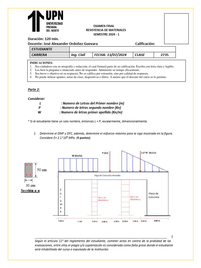 Examen Final Resis - 2024 - 1 - Mod 1 | PDF | Pruebas