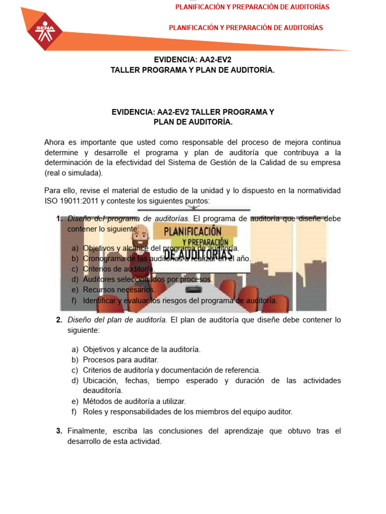Taller-Programa-Y-Plan-De-Auditoria ( - SENA | PDF | Auditoría | Sistema de manejo de calidad