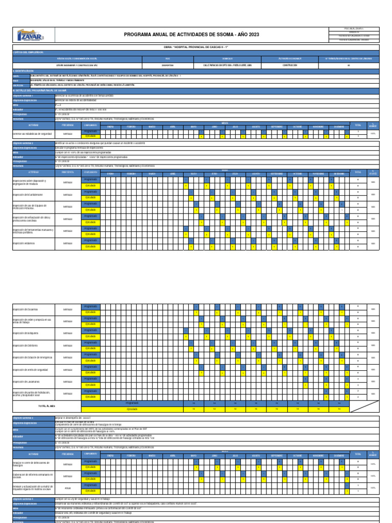 ANEXO 1 - PROG-ANUAL-IZAVAR-01 Programa Anual de Actividades SSOMA Ver. 04 | PDF