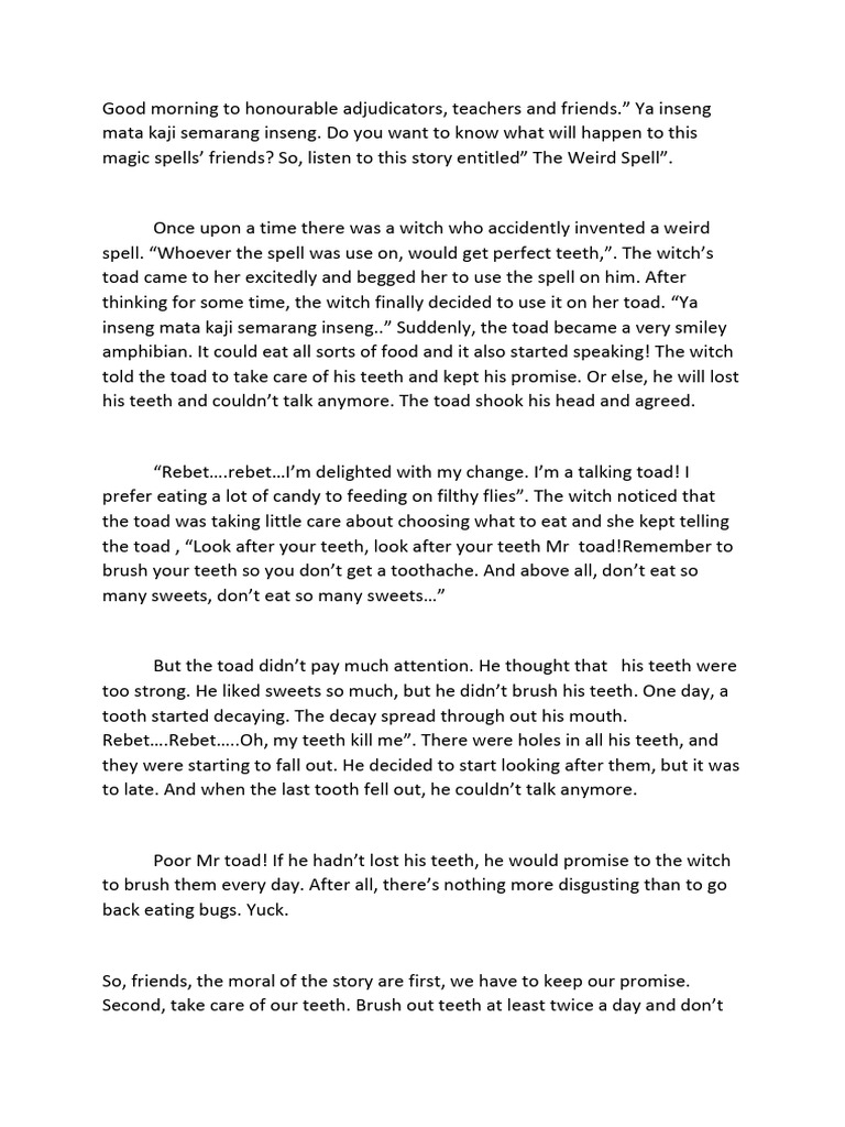 The Weird Spell: A Tooth Care Tale | PDF | Home & Garden