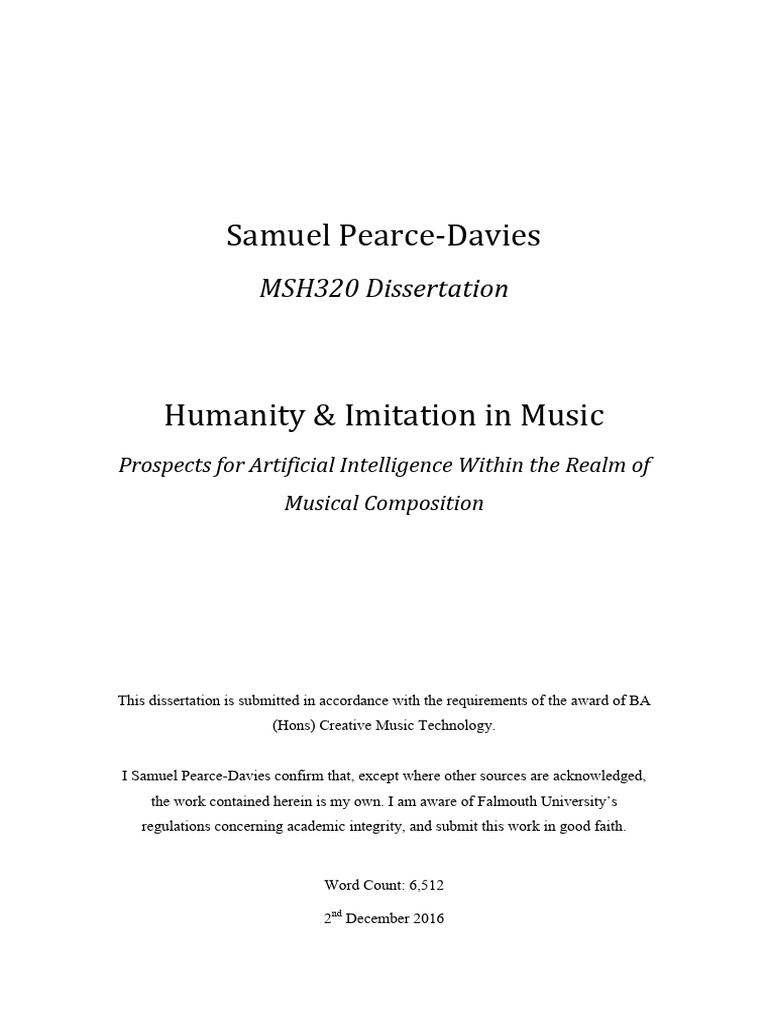 MSH320 Dissertation SamuelPearce-Davies | PDF | Artificial Intelligence | Intelligence (AI ...