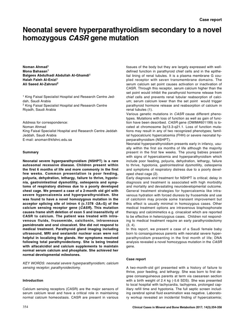 Neonatal Severe Hyperparathyroidism Case Study | PDF | Parathyroid Gland